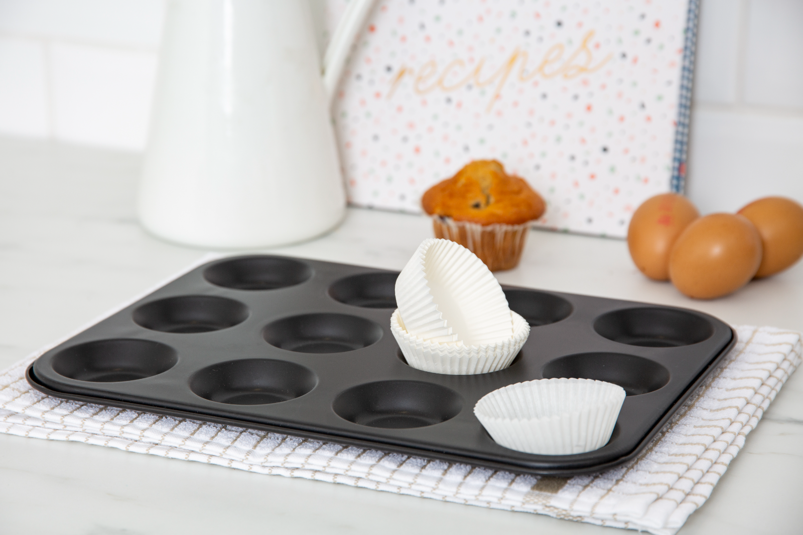 Non stick steel 12 cup shallow fairy cake, bun, tart, baking tray mince ...