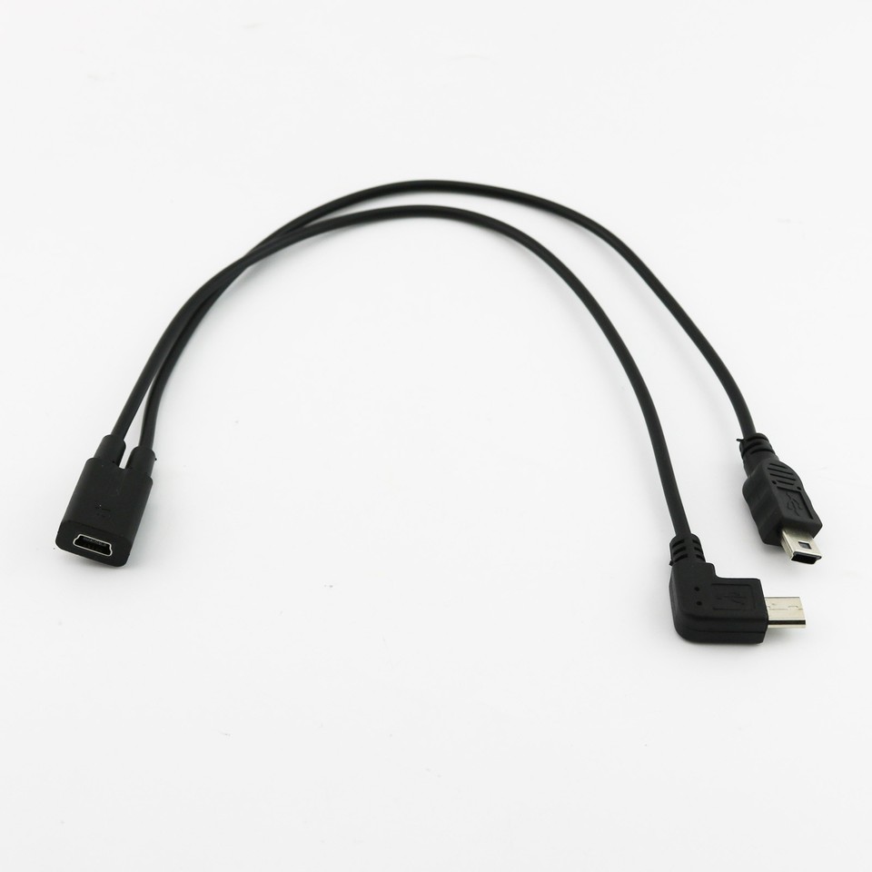 Mini USB 5 Pin Female to Micro 5 Pin Angled & Mini 5 Pin Male Y ...