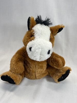 Kellytoy Horse Pony Hand Puppet Plush Stuffed Toy 9" Brown White Blaze ...