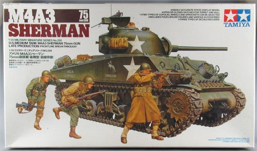 Tamiya 35250 WW2 US Medium Tank M4A3 Sherman Canon 75mm 1/35 Military ...