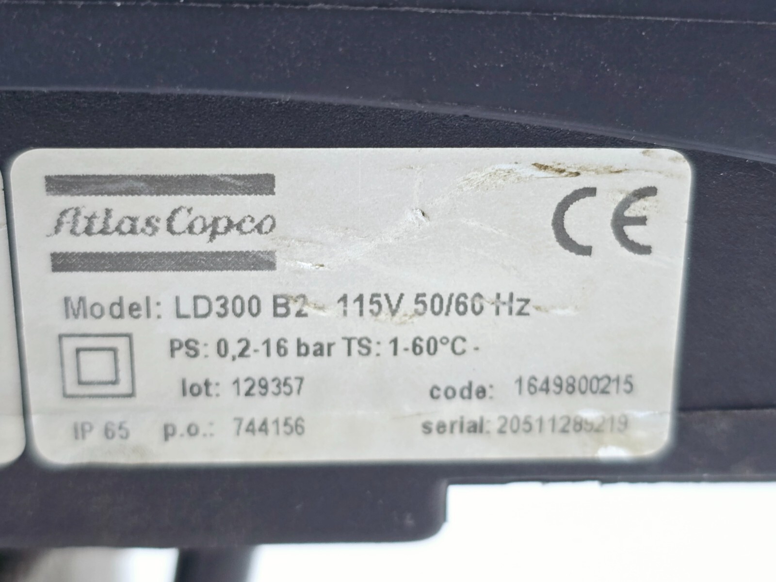 ATLAS COPCO LD300 B2 / P 1649800215 / DRAIN VALVE 115V 50-60 HZ IP 65 ...