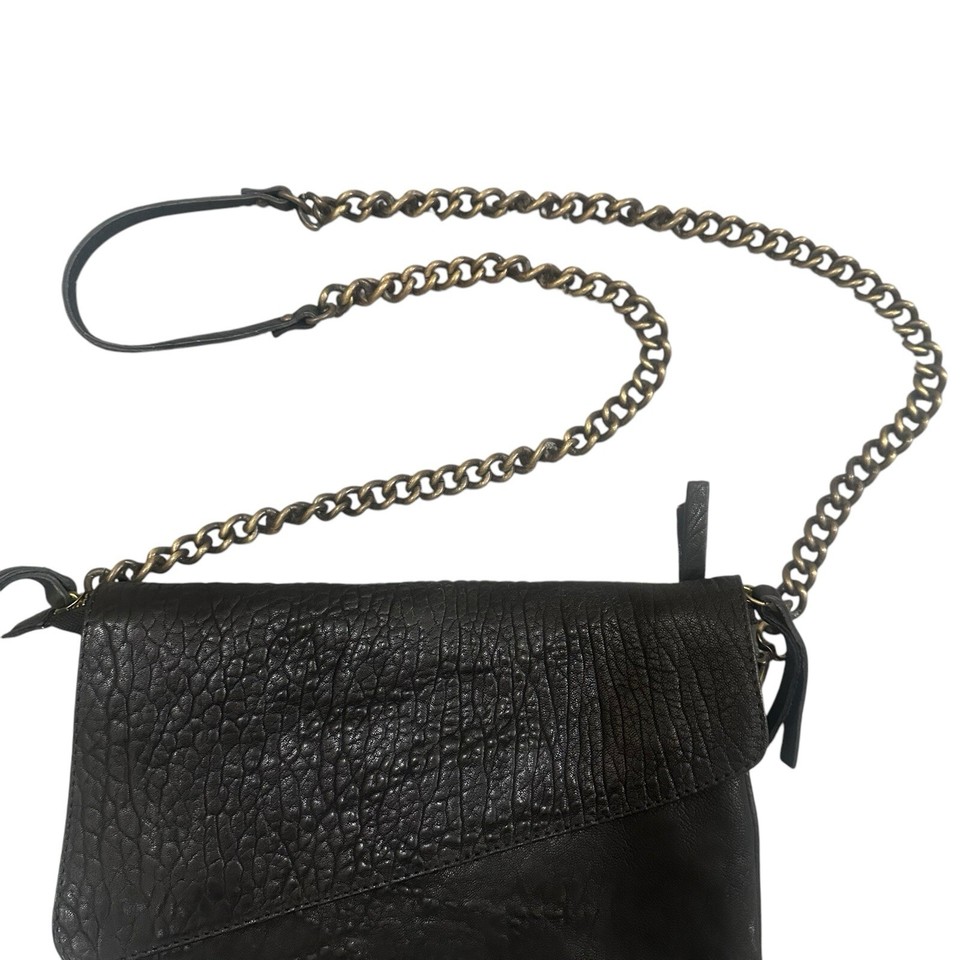 MAXON Collection BLACK Chainlink Pebble LEATHER Purse ITALY Crossbody ...