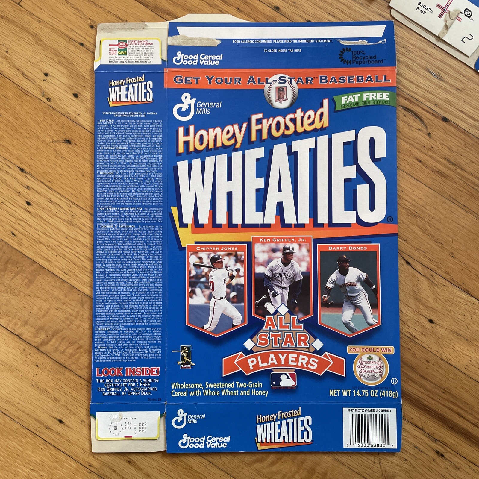 (9) KEN GRIFFEY Jr 1997-99 Honey Frosted/ Wheaties Cereal Empty Box Lot ...