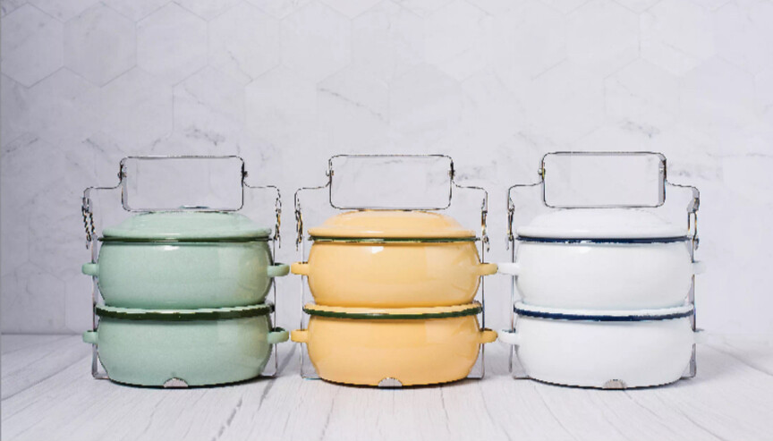 Thai Traditional Enamelware Tiffin Lunch Box Food Container Pinto Bento ...