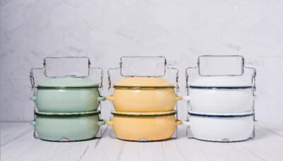 Thai Traditional Enamelware Tiffin Lunch Box Food Container Pinto Bento ...