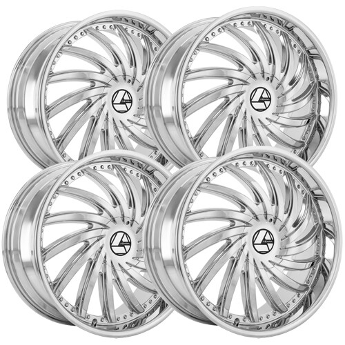 (Set of 4) Azara AZA-508 24x9 5x115/5x120 +18mm Nano Chrome Wheels Rims ...