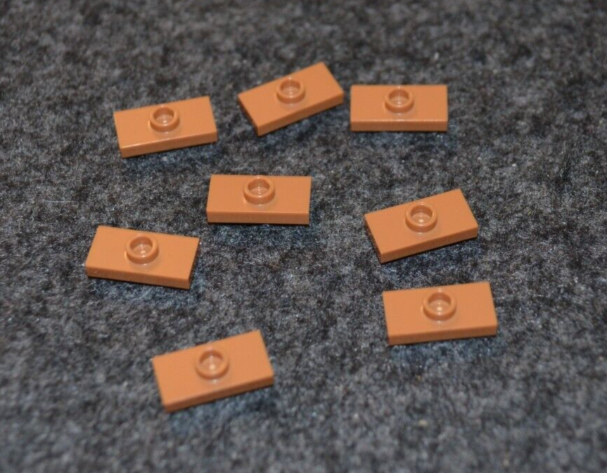 8 ~ 1x2 Orange Brown (Nougat) Tile w Nub on Top Jumper Bricks ~ New ...