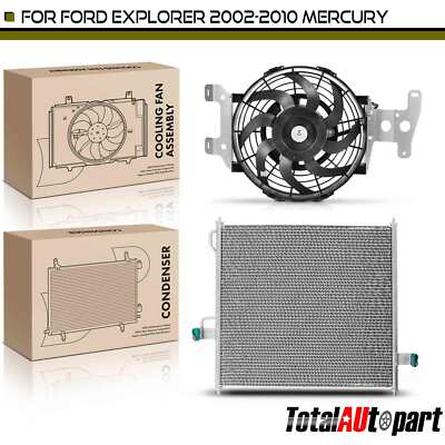 AC Condenser & Single Cooling Fan Assembly Kit for Ford Explorer 02-10 ...