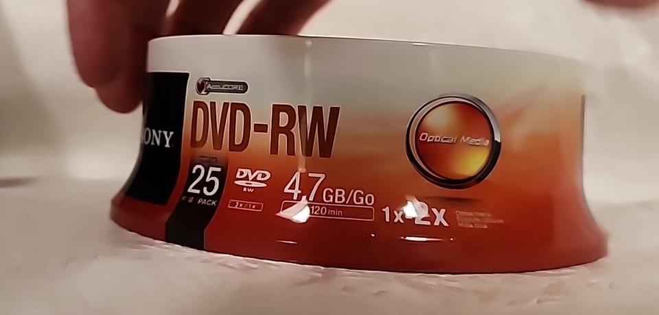 25 pk SONY Blank DVD-RW Logo Branded 4.7GB Rewritable DVD Disc ...
