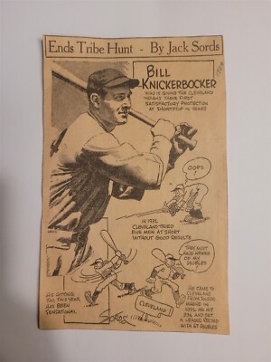 Bill Knickerbocker Indians 1934 Baseball Cartoon Sketch RARE! Jack ...