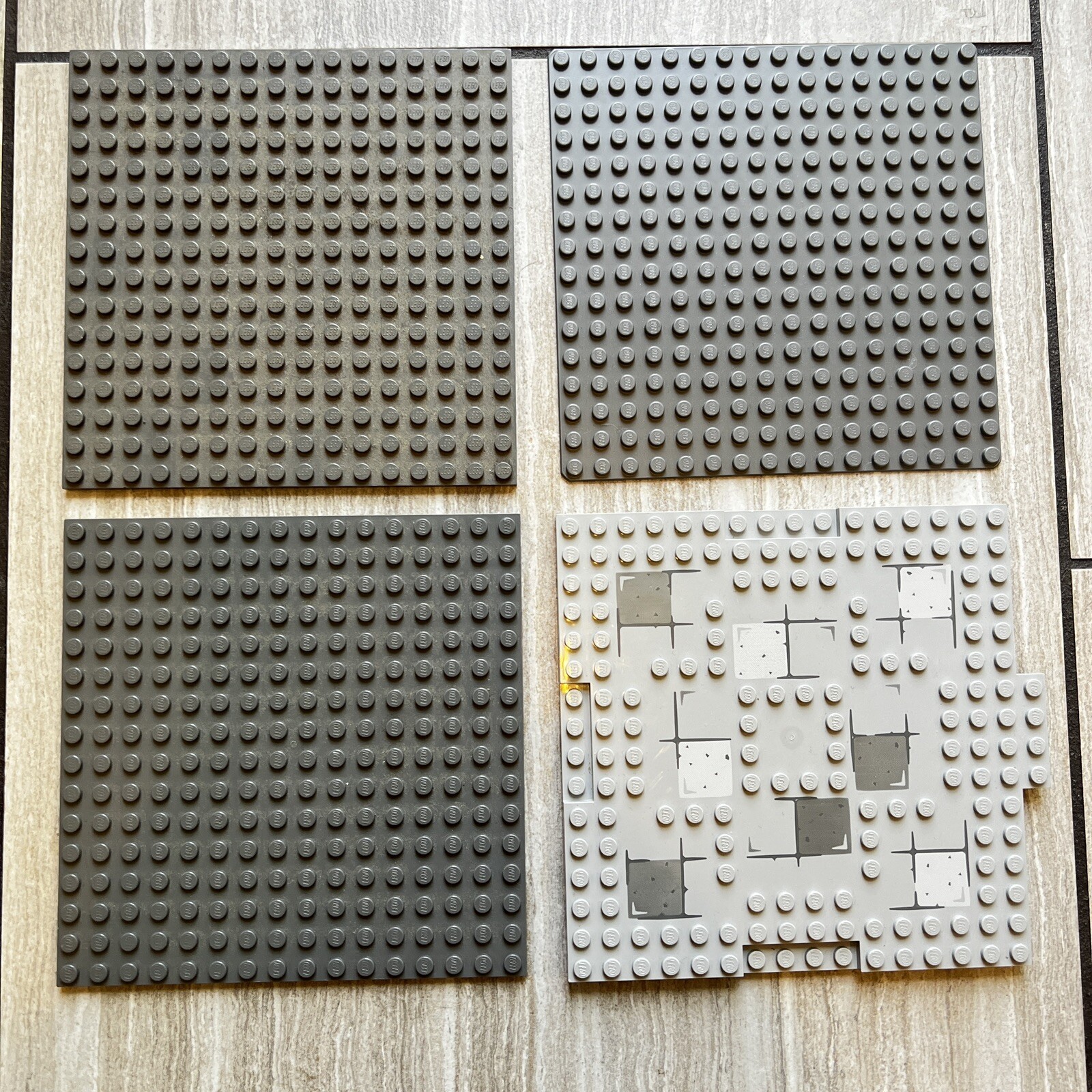 4 Pcs ~ LEGO Dark Bluish Gray Castle Knight 16x16 Thick 1 Thin ...
