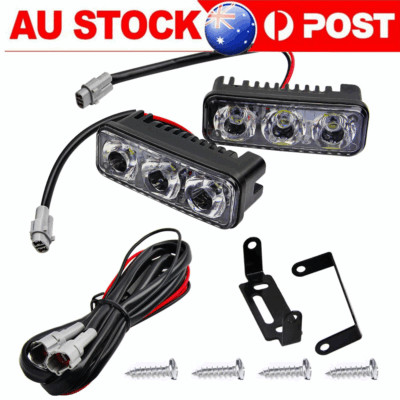 2x 3 LED Super Bright Daylight Running Lights Daytime Driving Light DRL ...