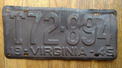 1945 Virginia License Plates Truck Tags VA | eBay