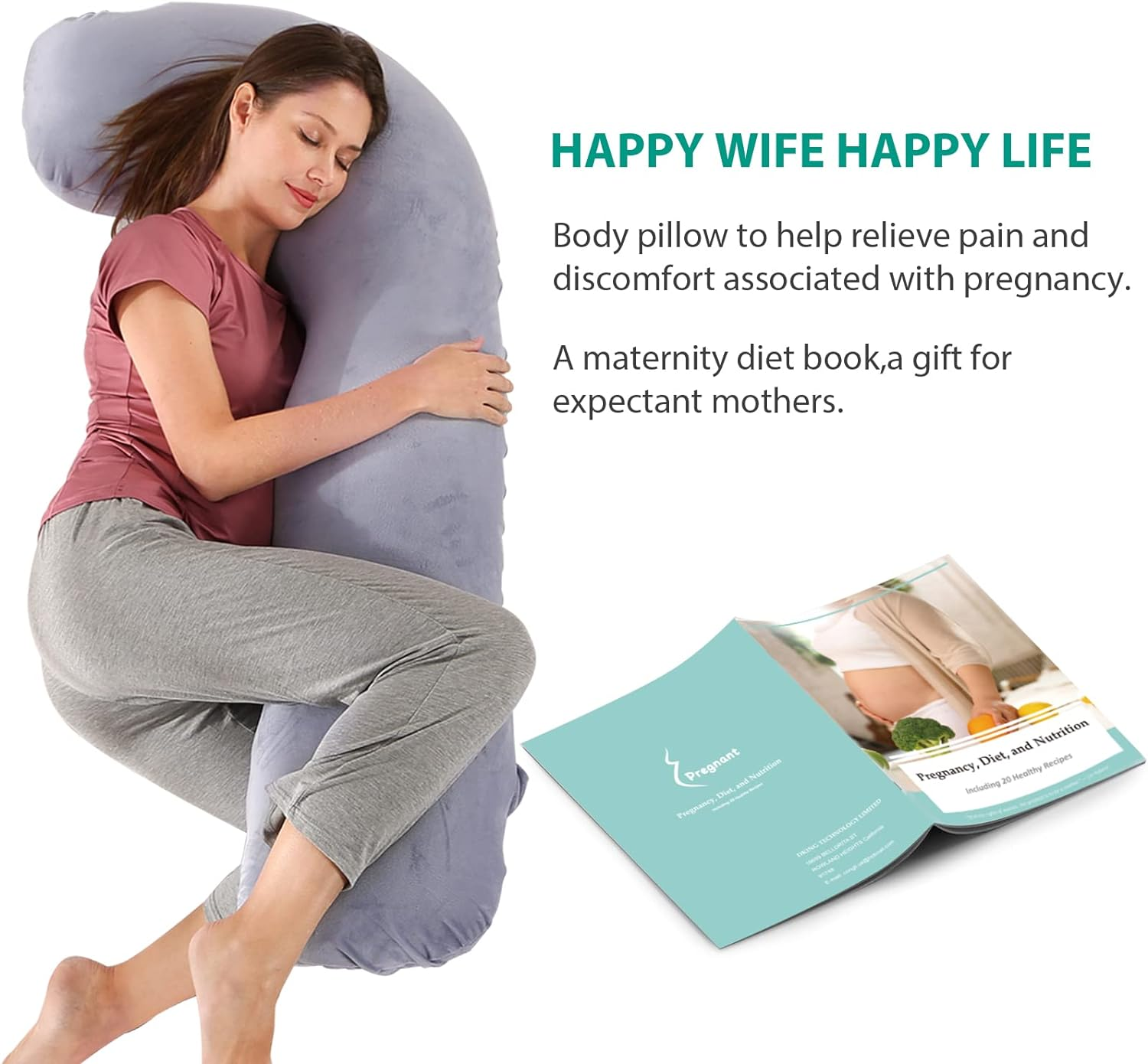 Pregnancy Maternity Pillows for Women Sleeping Washable L Shape Full ...