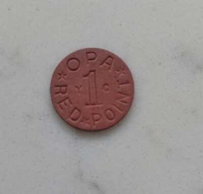 VINTAGE WWII OPA RED TOKEN~1 POINT RATION TOKEN | eBay