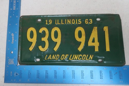 Illinois License Plate Tag IL 1963 63 939 941 | eBay
