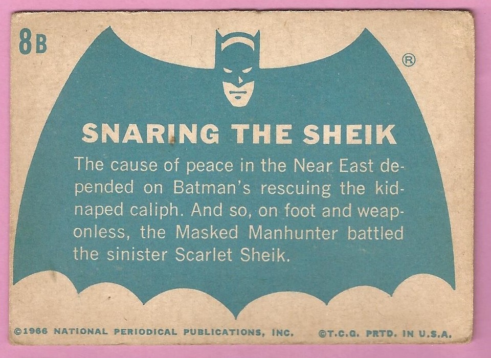 1966 Topps Batman BLUE BAT Trading Card #8B Snaring the Sheik Rare ...
