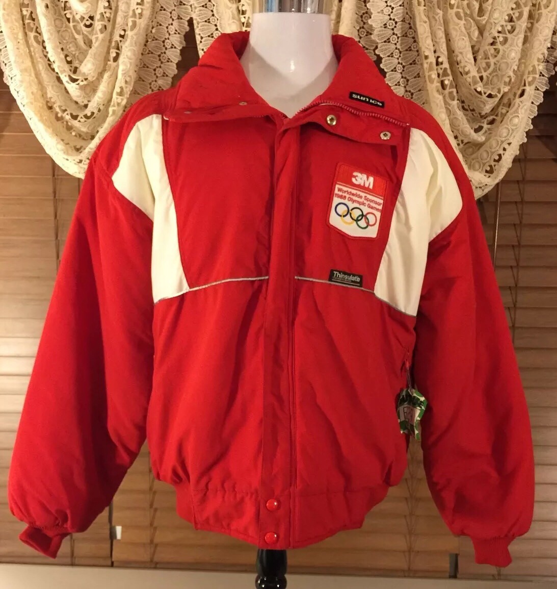 Mens VERY RARE VINTAGE SUNICE 1988 OLYMPICS JACKET L Large Red ...