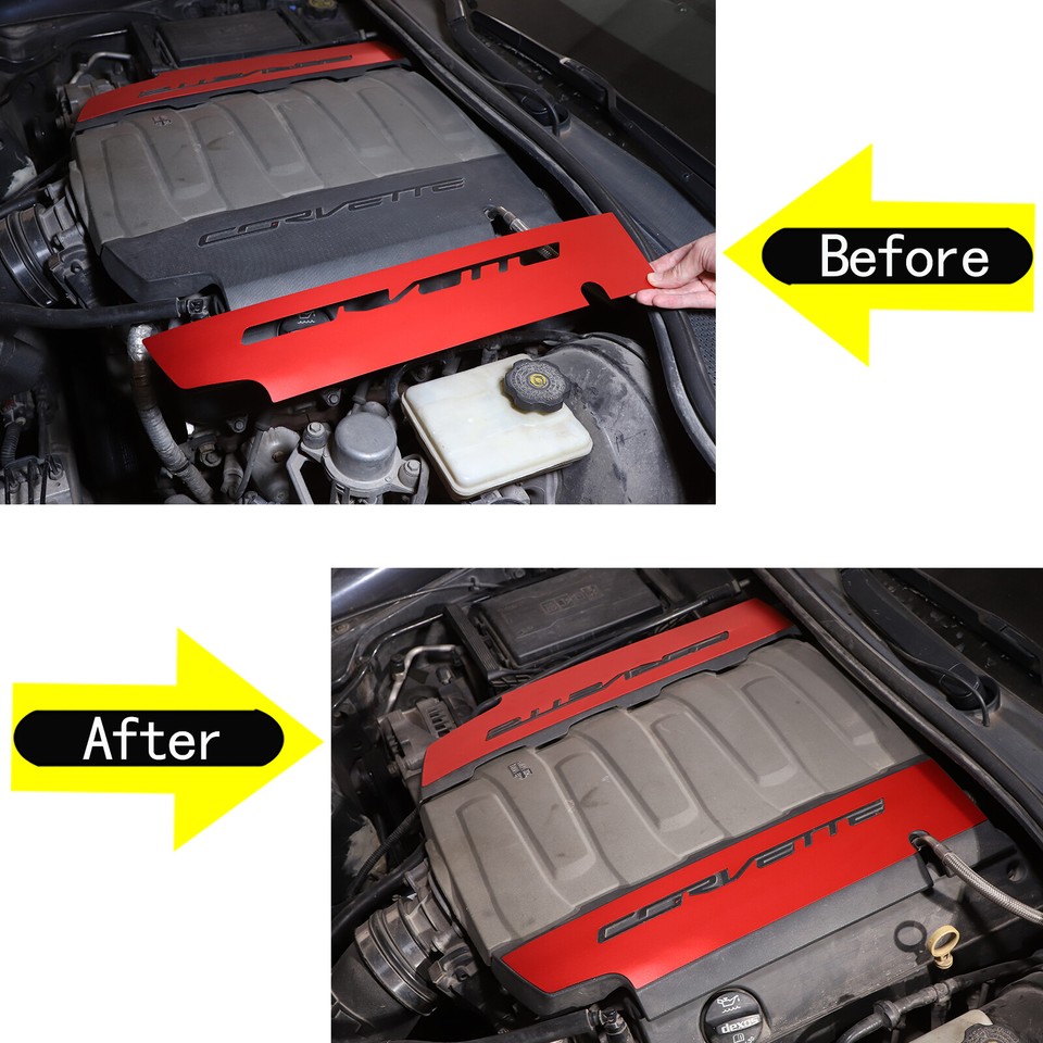 2PCS Red Aluminum Alloy Engine Side Panel Trim Covers For Corvette C7 ...