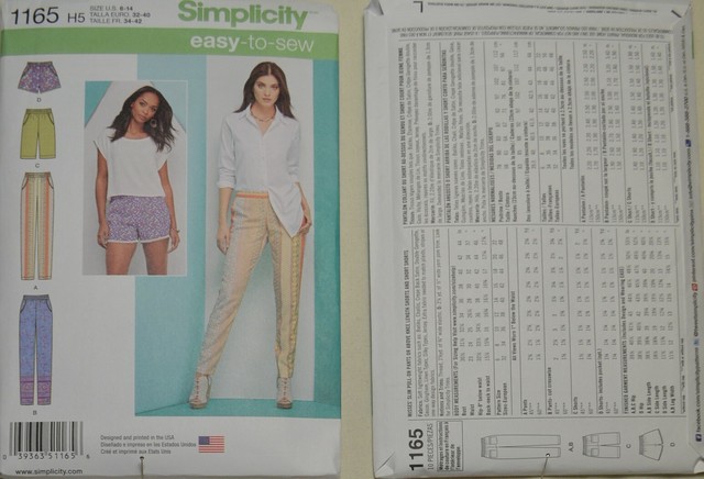 Simplicity 1165 Misses Slim Pants Shorts Sz 14-22 for sale online | eBay