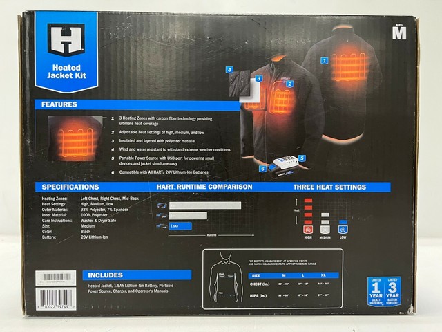 HART 20V Heated Jacket Kit - Black, XXL for sale online | eBay