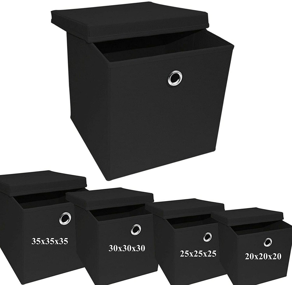 FOLDABLE SQUARE STORAGE COLAPSIBLE FOLDING BOX CLOTHES ORGANIZER FABRIC ...
