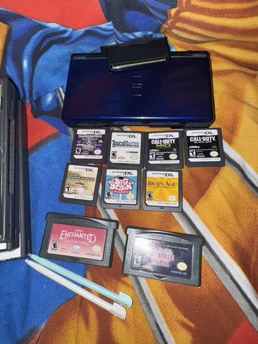 Nintendo Ds Lite Colbalt Blue Works Broken Hinge With 13 Games 2 ...