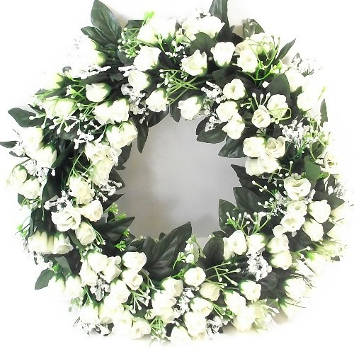 42cm Rose Wreath & Gyp, Mini Colourful Flower Door Decoration w/ Hanger ...