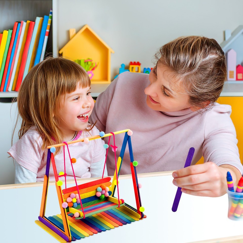 100Pcs Wood Sticks Colored Wooden Craft Sticks Waxing Sticks for DIY ...