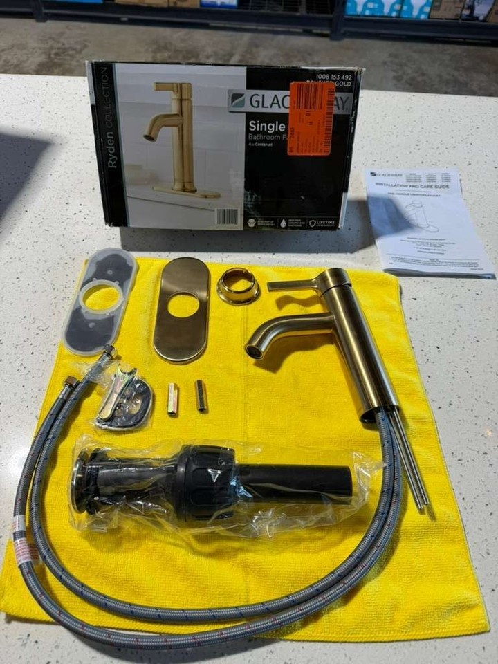 GLACIER BAY RYDEN SINGLE HANDLE BATHROOM FAUCET BRUSHED GOLD | eBay