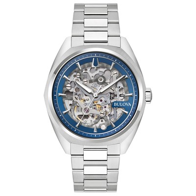 Unused BULOVA Surveyor 96A292 Blue Skeleton Auto Stainless Men's Watch ...