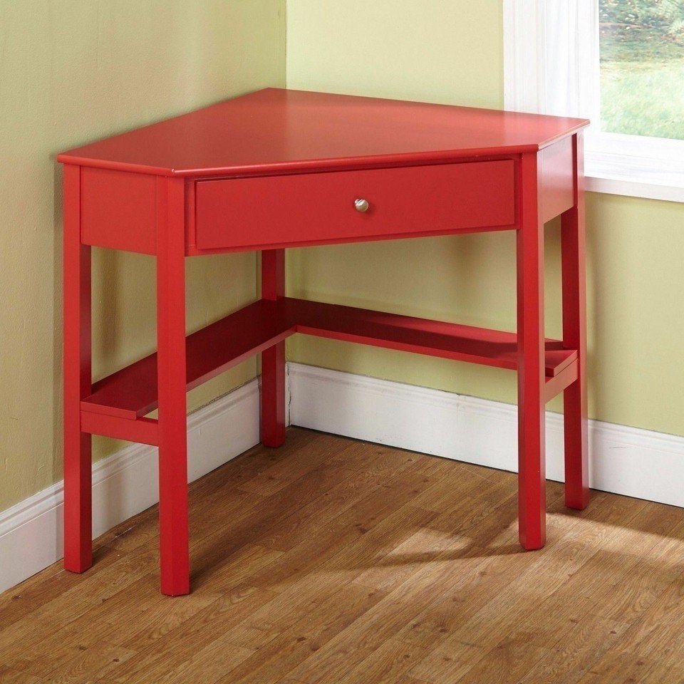 Red Finish Wooden Corner Desk Laptop Writing Table Student Home Office ...