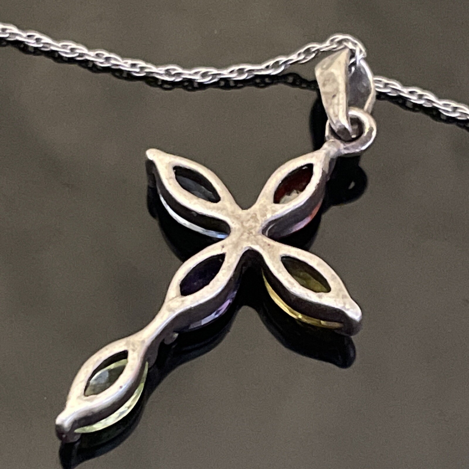 Blessings in every color Multi-Stone Cross Crucifix Pendant Necklace ...