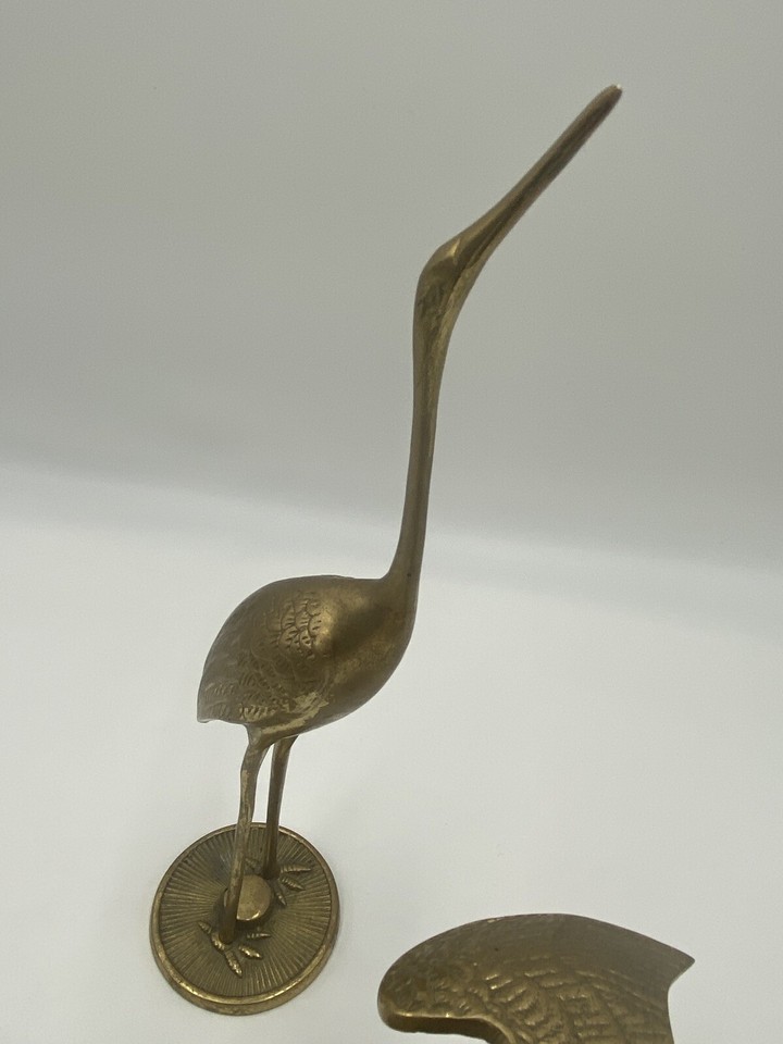 Set of 3 Vintage Solid Brass Crane Taper Holders Set Birds Statue | eBay