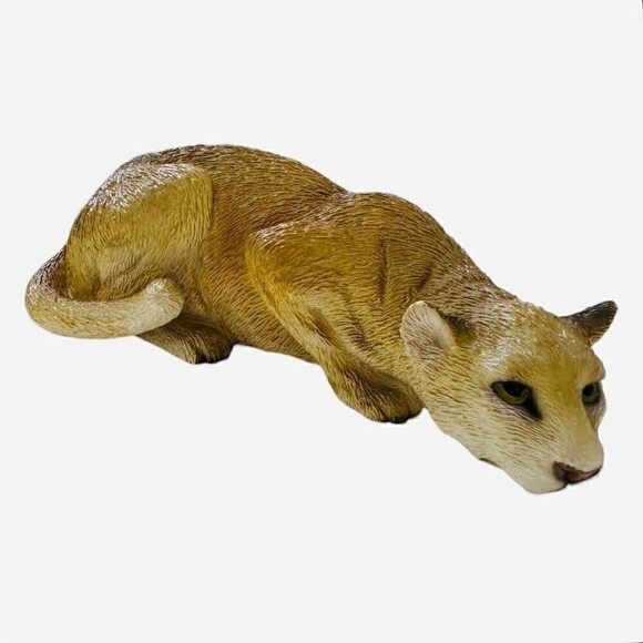 Cougar Puma Statue 5" Sandcast Hand Painted Hunting Pose Wildlife ...