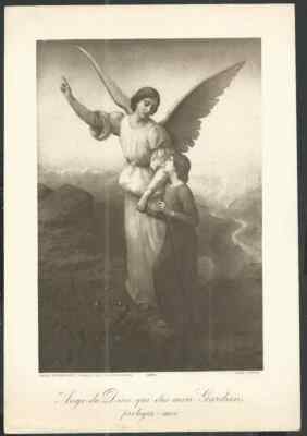 Holy card antique lamina del Angel Custodio image pieuse santino ...