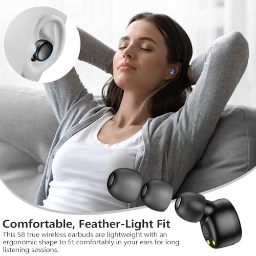 MOZOTER S8 Mini Wireless Earbuds Bluetooth 5.3 in Ear Light-Weight ...