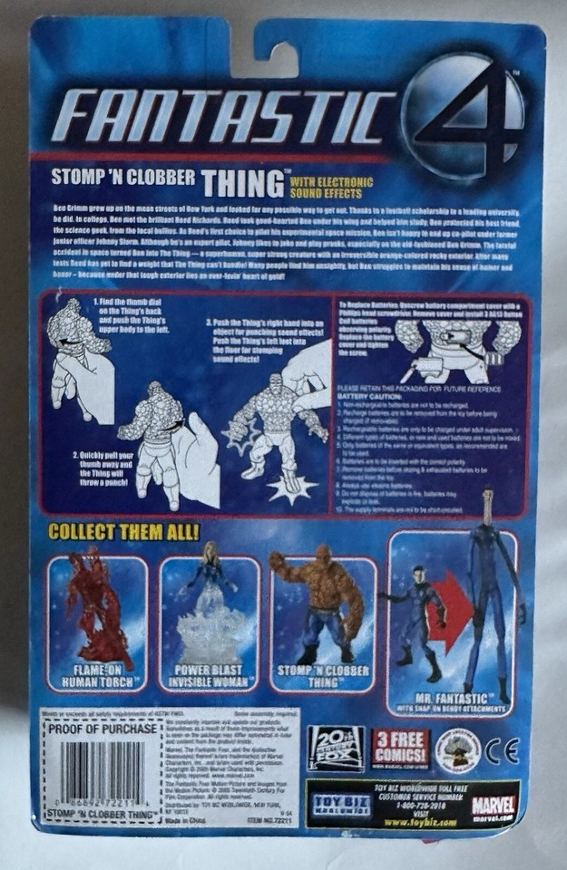 VINTAGE MARVEL FANTASTIC FOUR STOMP 'N CLOBBER THING FIGURE TOYBIZ 2005 ...