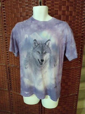 The Mountain Wolf Print T Shirt Tie Dye Medium Wolves | eBay