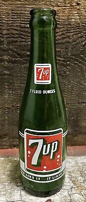 7-UP Vintage “Fresh Up With 7-UP” 7 oz. Green Glass Soda Bottle | eBay
