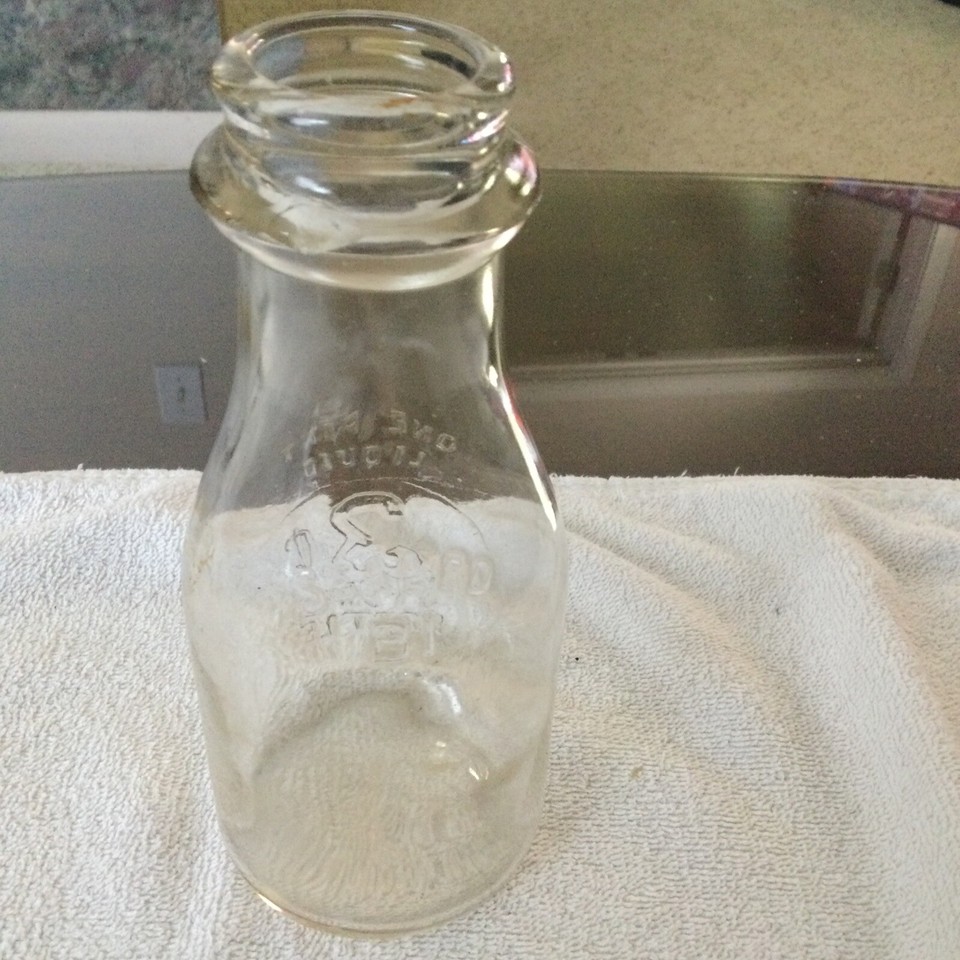 Milk Bottle, Clear, 3cent Store Bottle, One Pint Liquid, Sealed B 1 ...