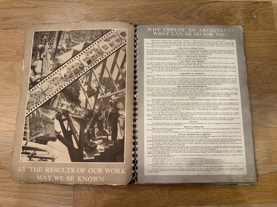 Vintage 1940's J. Fletcher Lankton, John N. Ziegele, Architects Book ...