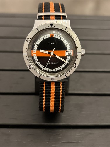 Timex Marlin Orange Stripe Dial W/ Original Nato Strap Near Mint ...