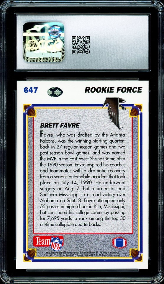 BRETT FAVRE 1991 Upper Deck Rookie Force #647 RC PSA 10 | eBay