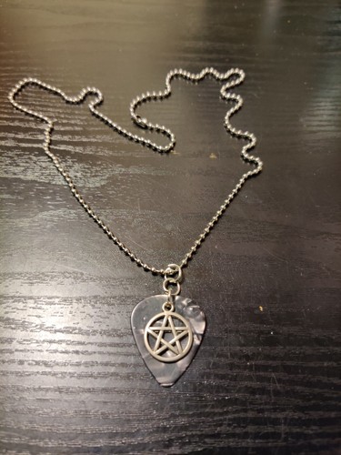 NEW Pentagram Guitar Pick Satanic Star Wicca Rock Metalhead Necklace ...