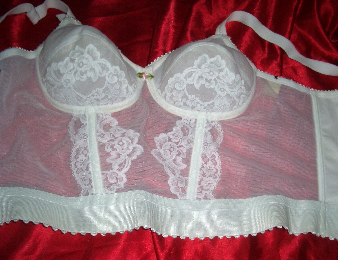 RAR Vintage Pulmonet Spitzen Mieder Long BH Pin Up Corsage 80 B weiß ...