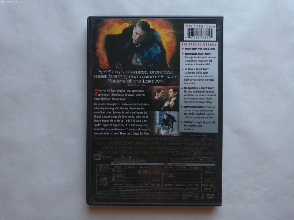 Minority Report (DVD, 2002, 2-Disc Set, Widescreen) Great Condition ...