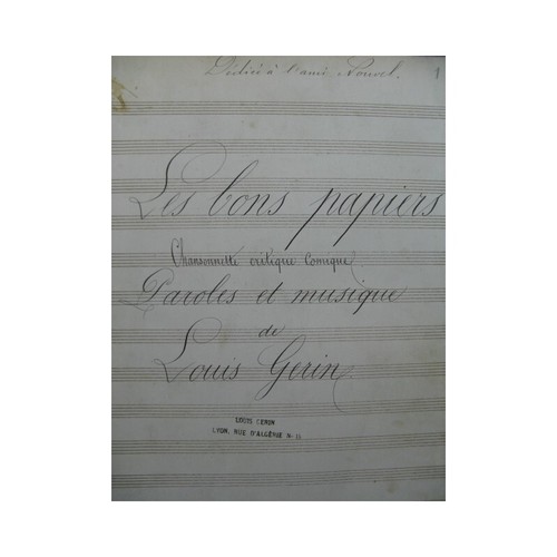GUÉRIN Louis Les Bons Papiers Manuscrit Chant Piano XIXe | eBay