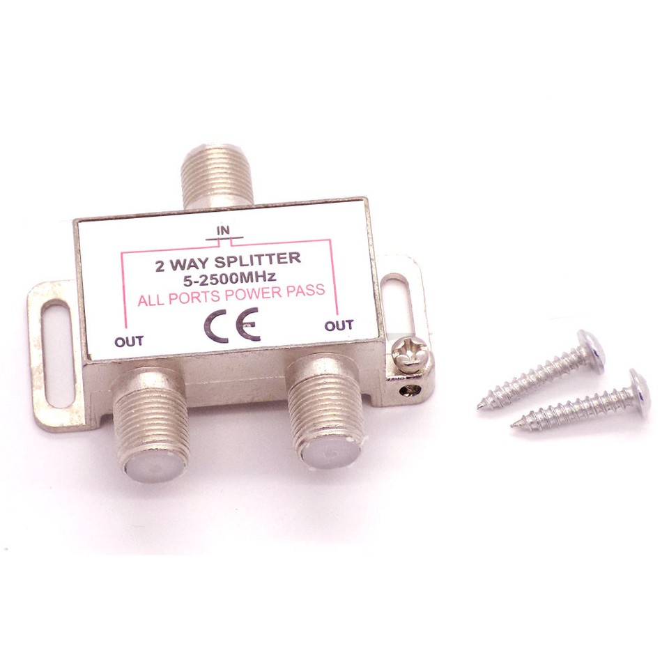 2 Way Satellite Splitter F Type Screw Y Connector TV Virgin Cable Sky ...