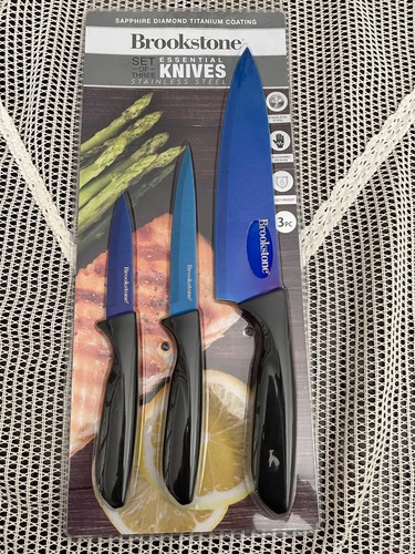 Brookstone Set of 8" CHEF 5" UTILITY 3.5" PARING Knife Set Stainless ...